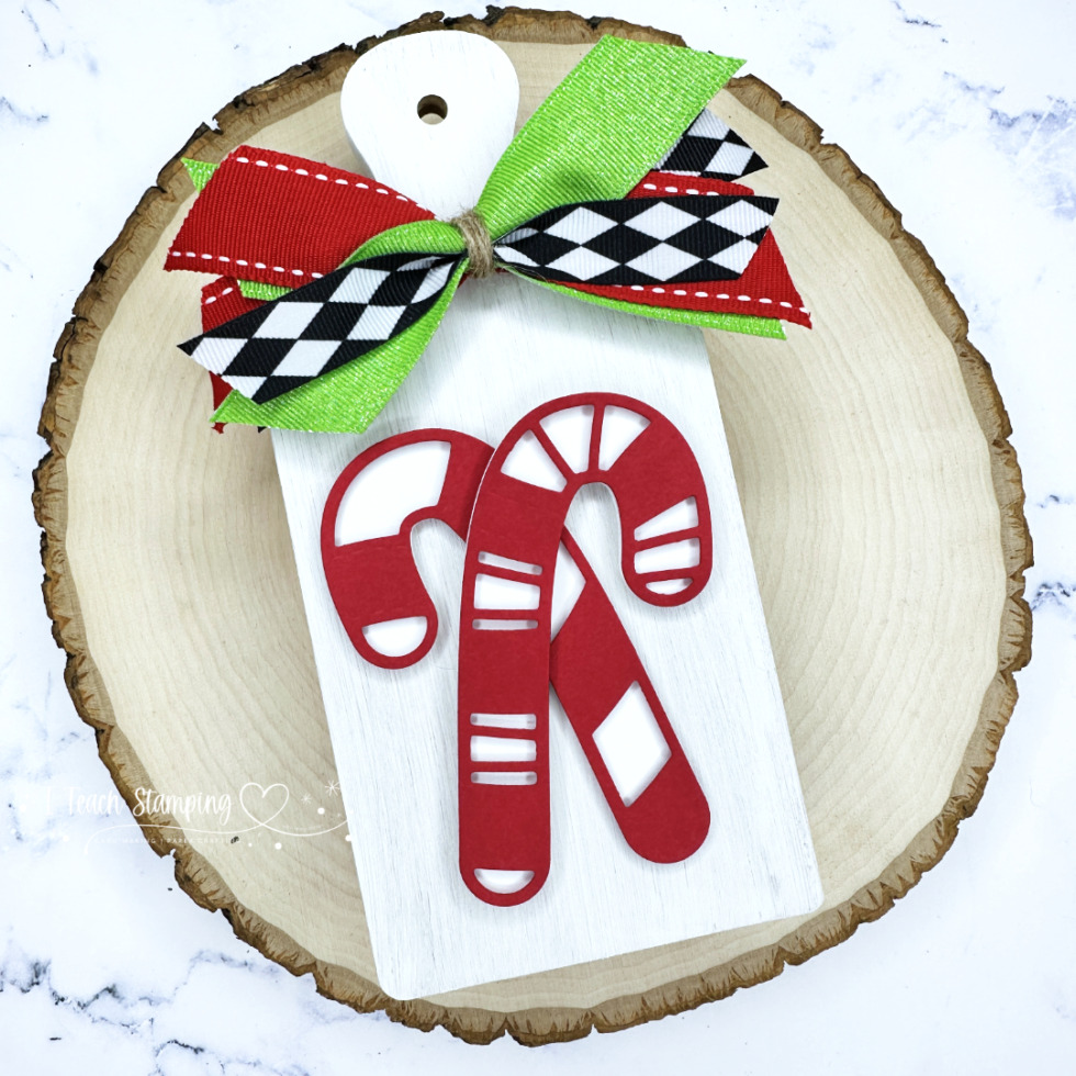 Candy Cane Home Decor Cutting Board - I Teach Stamping